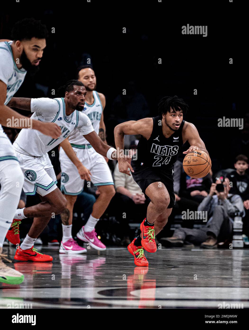 Brooklyn Nets guard Cam Thomas (24) dribbles the ball during the second ...