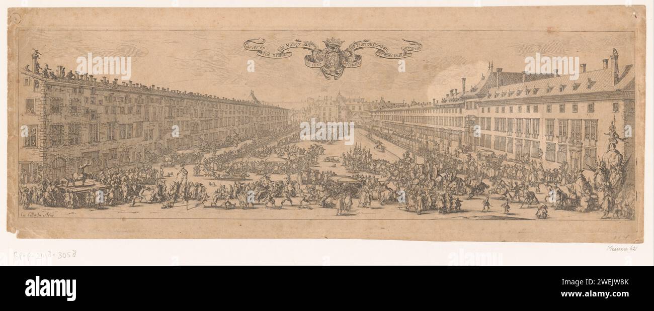 The career of rue Neuve in Nancy, Jacques Callot, 1628 print paper ...