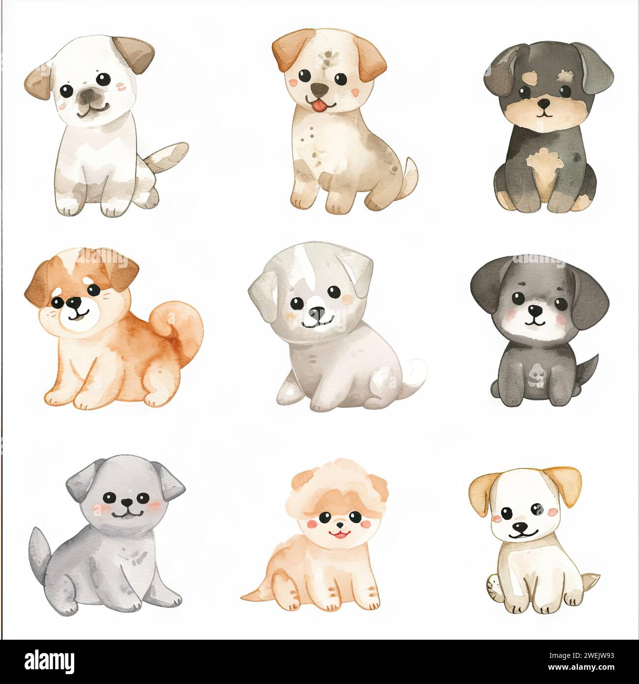 Vector hand drawn puppy collection Stock Vector Image & Art - Alamy