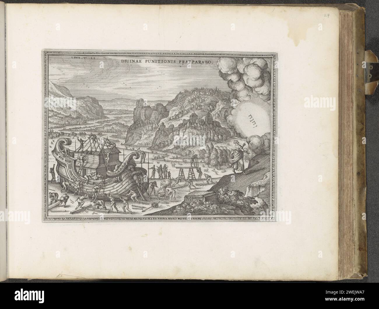 God is wearing Noah on the Ark, 1653 - 1654 print On the right on a ...