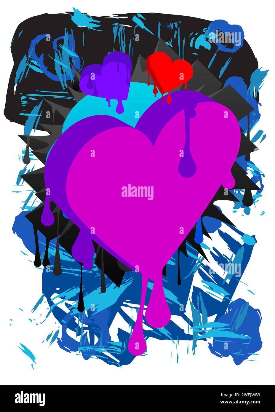 Valentine's Day Graffiti tag. Abstract modern Heart street art ...
