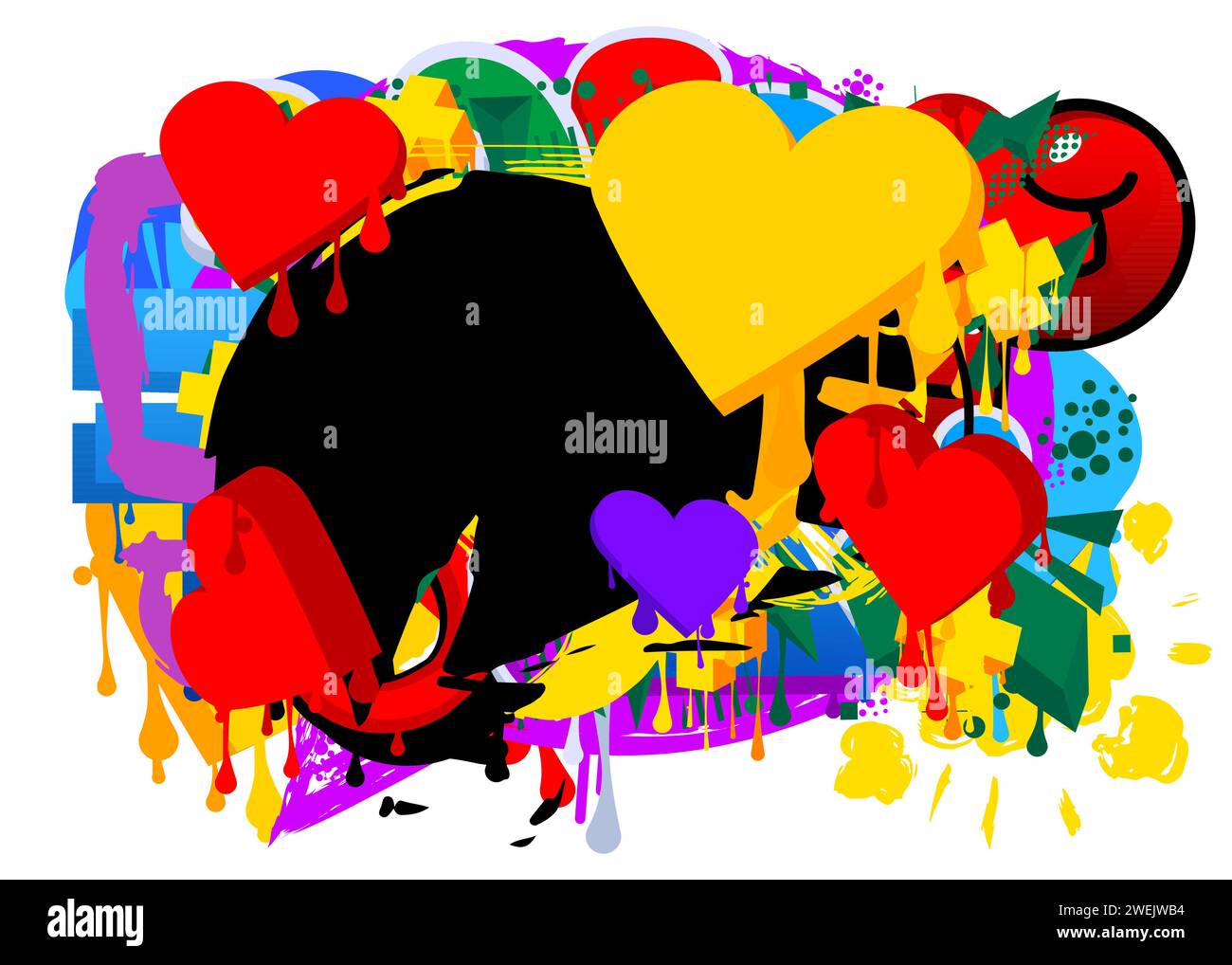 Valentine's Day Graffiti tag. Abstract modern Heart street art ...