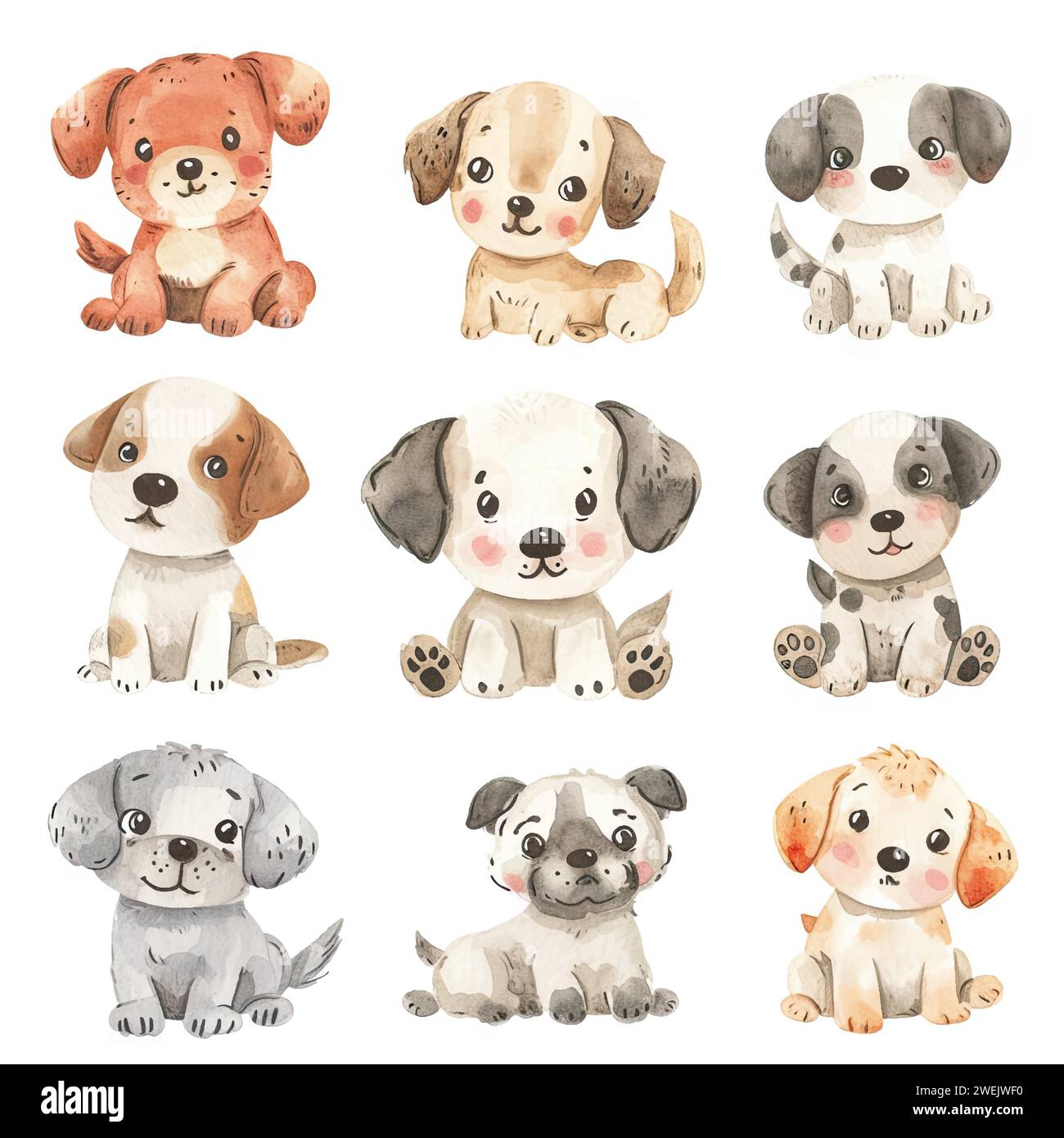 Vector hand drawn puppy collection Stock Vector Image & Art - Alamy