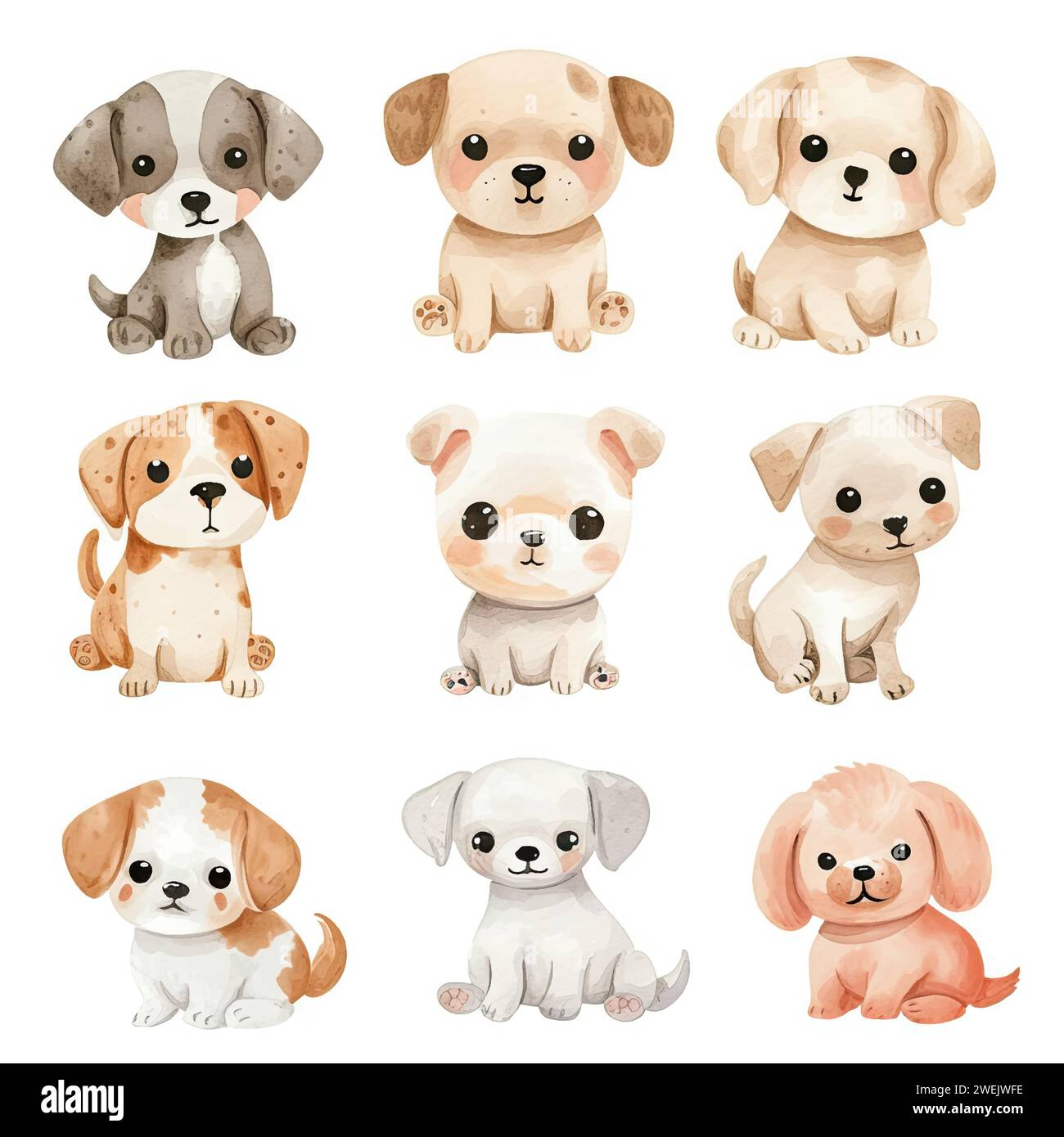 Vector hand drawn puppy collection Stock Vector Image & Art - Alamy