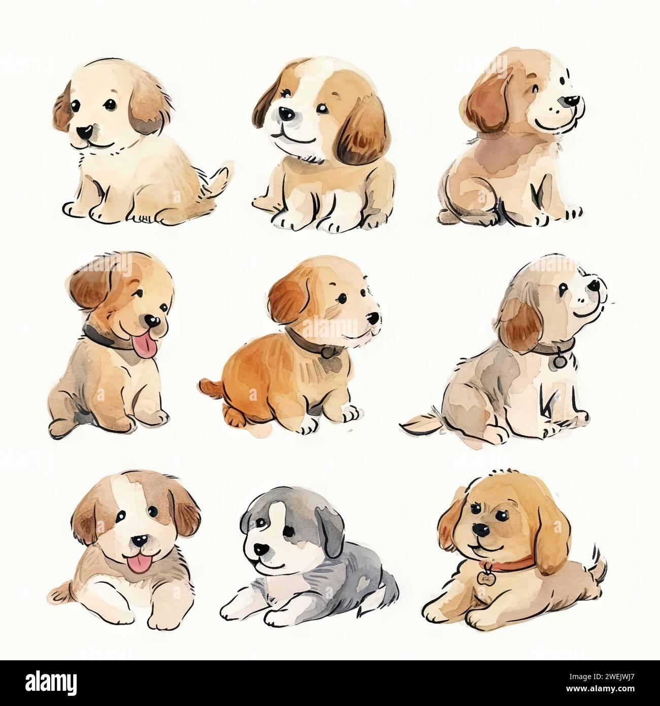 Vector hand drawn puppy collection Stock Vector Image & Art - Alamy
