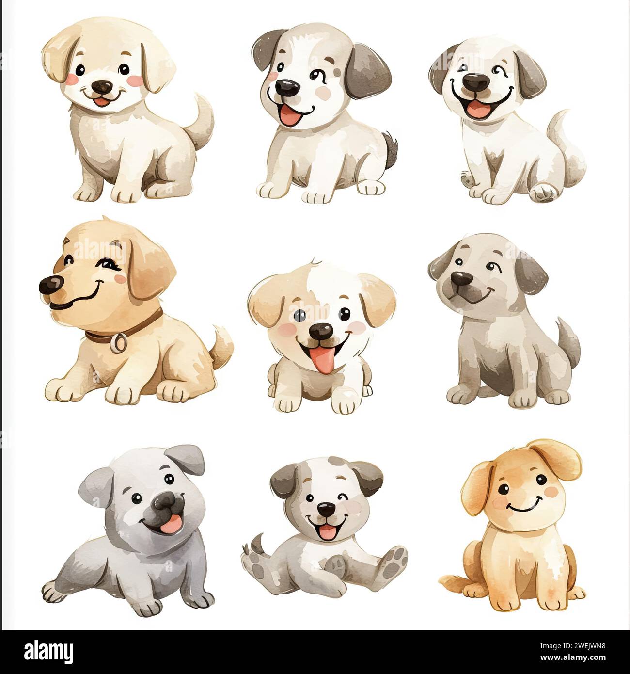 Vector hand drawn puppy collection Stock Vector Image & Art - Alamy