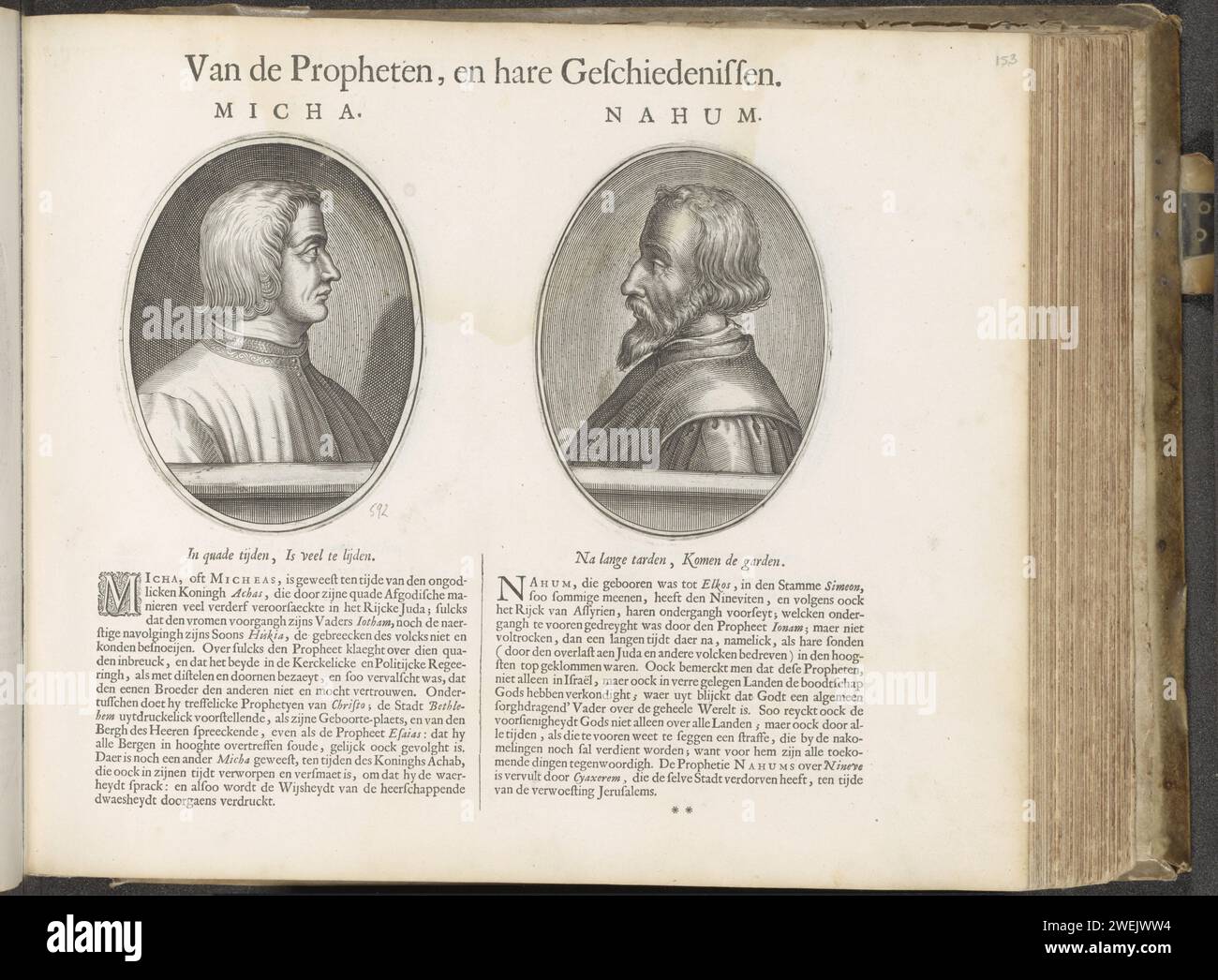 Portraits of the prophets Micha and Nahum, 1653 - 1654 print. text ...