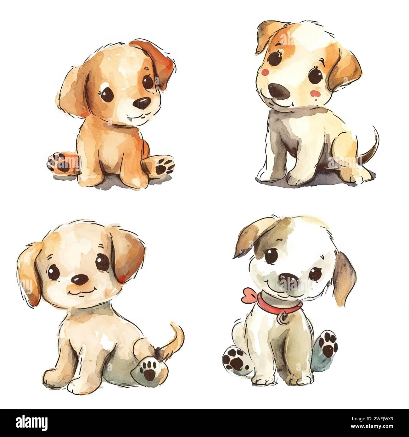 Vector hand drawn puppy collection Stock Vector Image & Art - Alamy