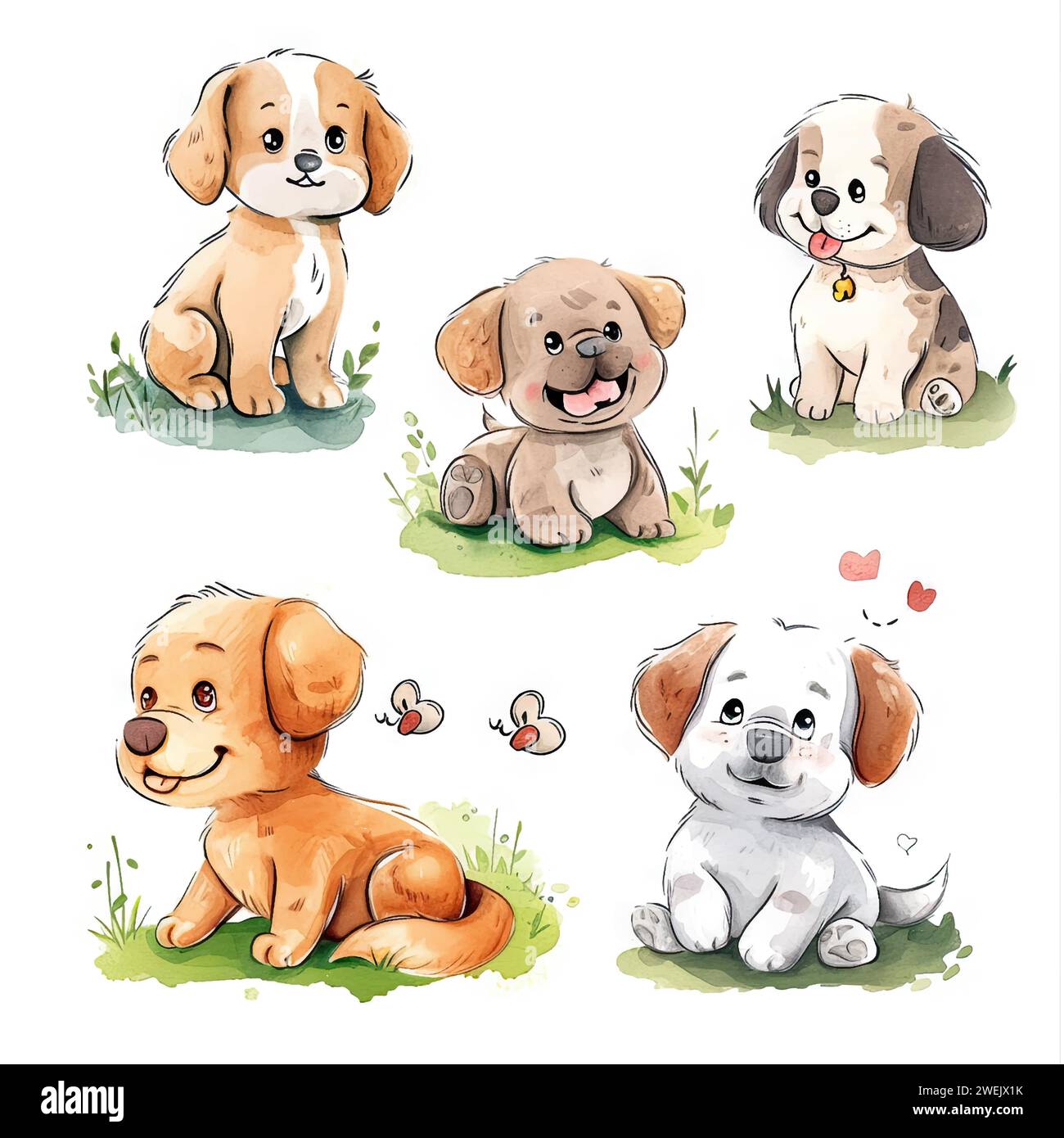 Vector hand drawn puppy collection Stock Vector Image & Art - Alamy