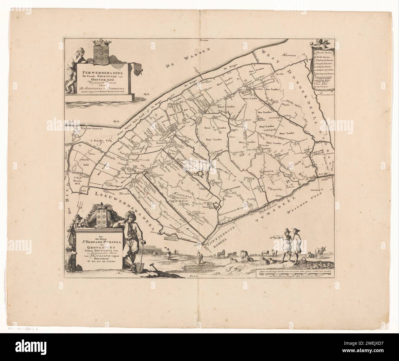 Map of the Grietenij Ferwerderadeel, 1718 print At the top left title ...