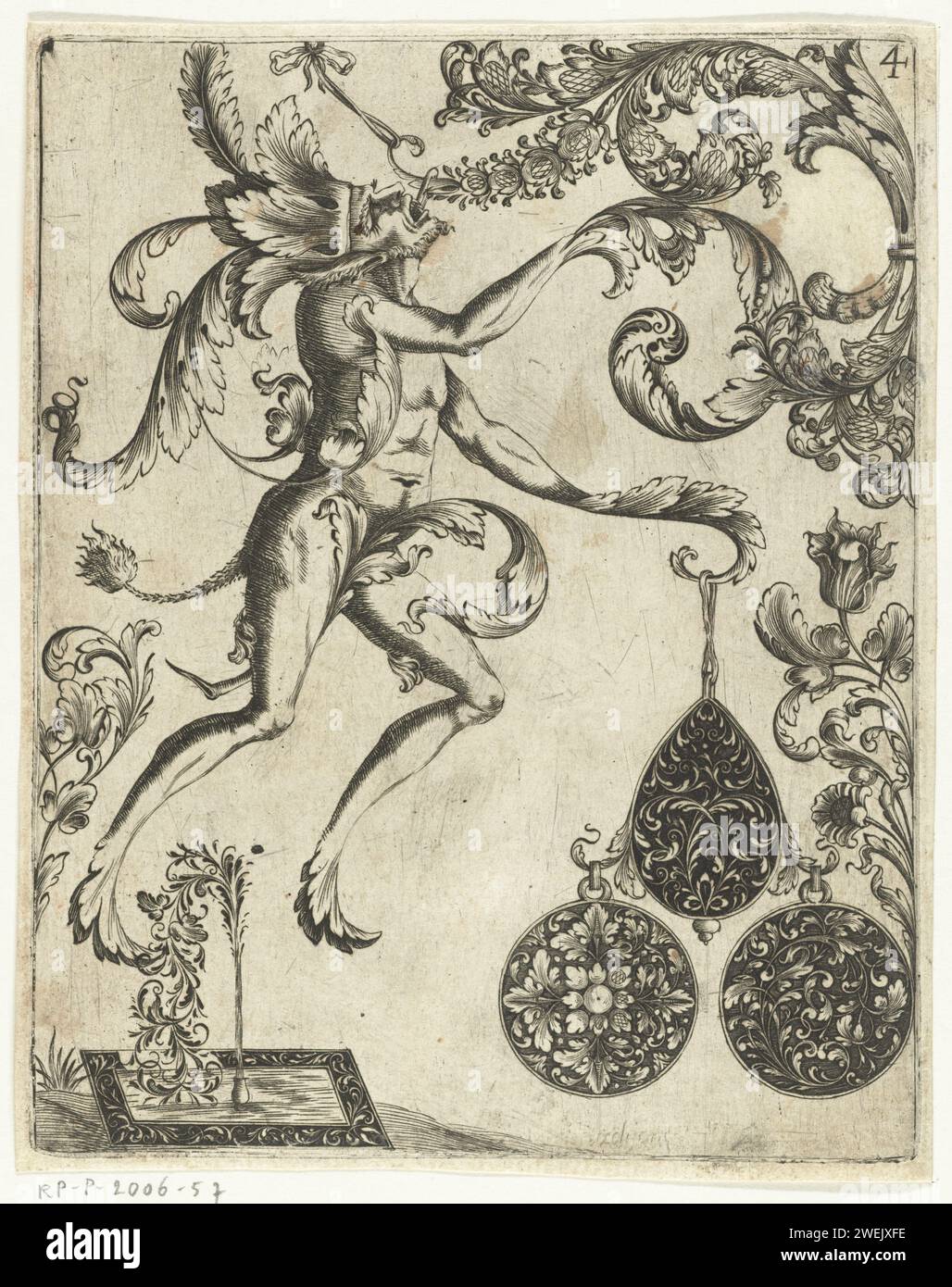 Fantasy figure and plant motifs, c. 1600 - c. 1699 print From unknown series 17th-century French ...