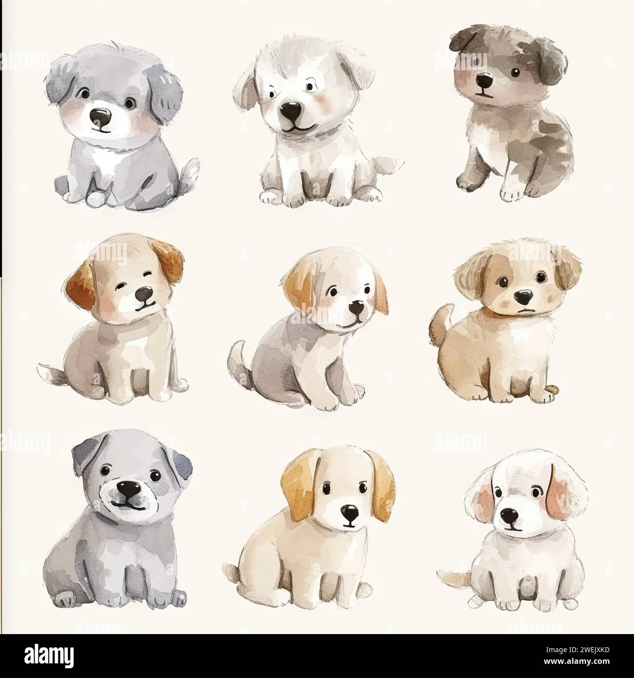 Vector hand drawn puppy collection Stock Vector Image & Art - Alamy