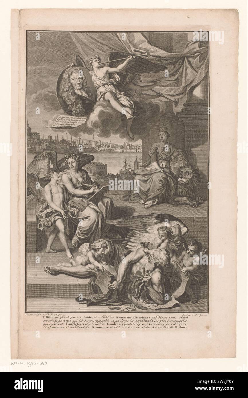 Allegory of the history of Great Britain with the portrait of Isaac de ...