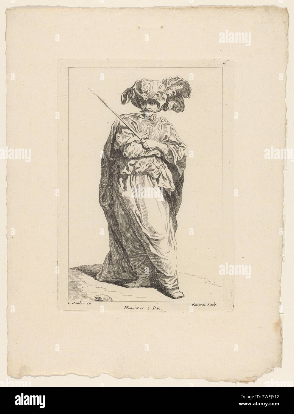 Standing figure with turban with feathers, Simon François Ravenet (Le ...