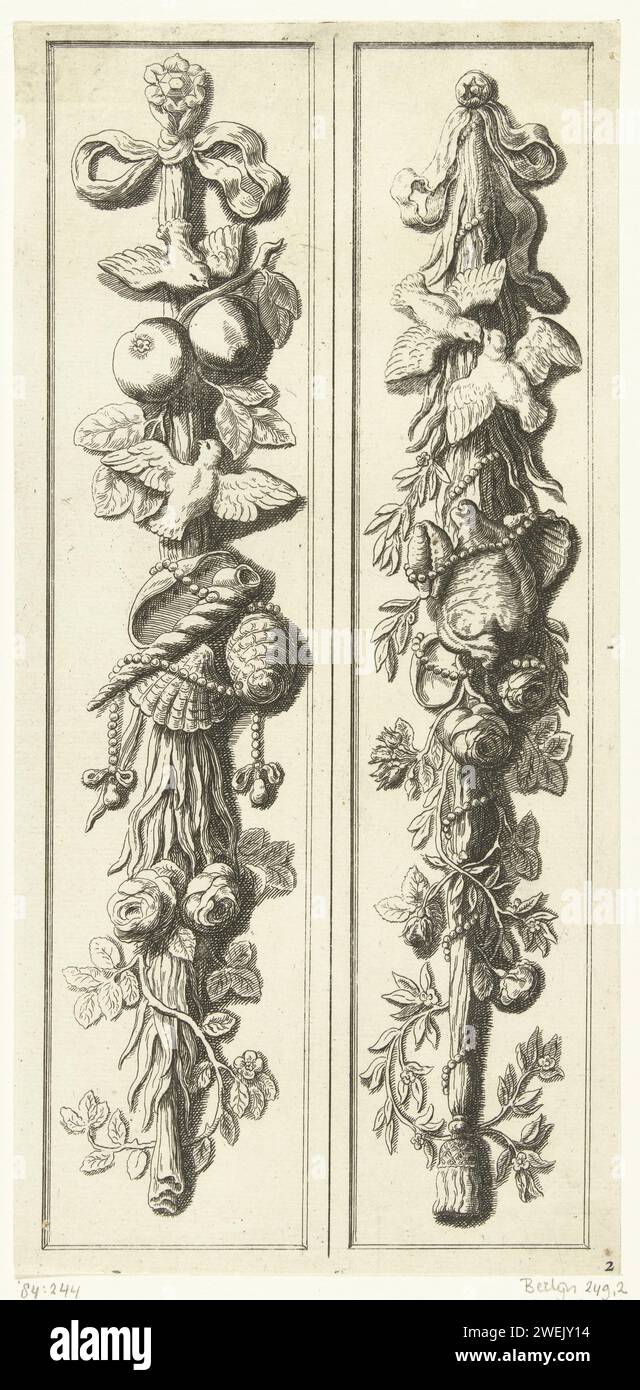 Two pilaster festons with shells and pearls, after 1665 - c. 1700 print ...