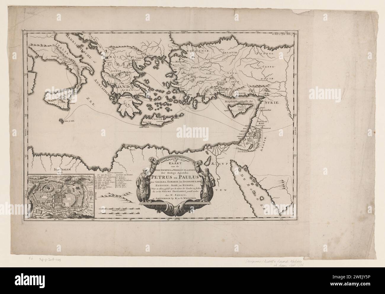 Map with the trips of the Apostles Peter and Paul, with a map of ...