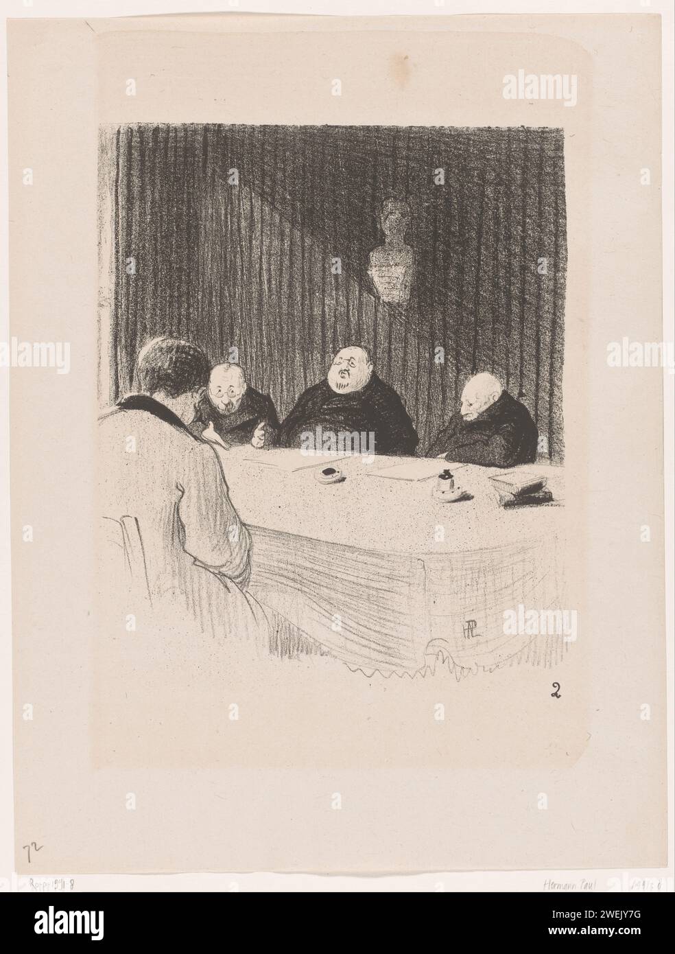 Old men at a table, Georges Hermann Rene Paul, 1895 print paper ...