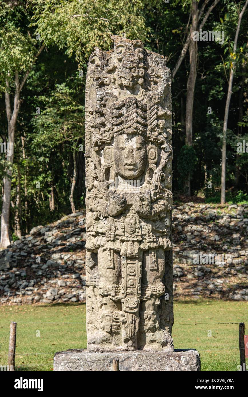 Stela B freestanding sculpture at the Copan Mayan Ruins, Copan Ruinas ...