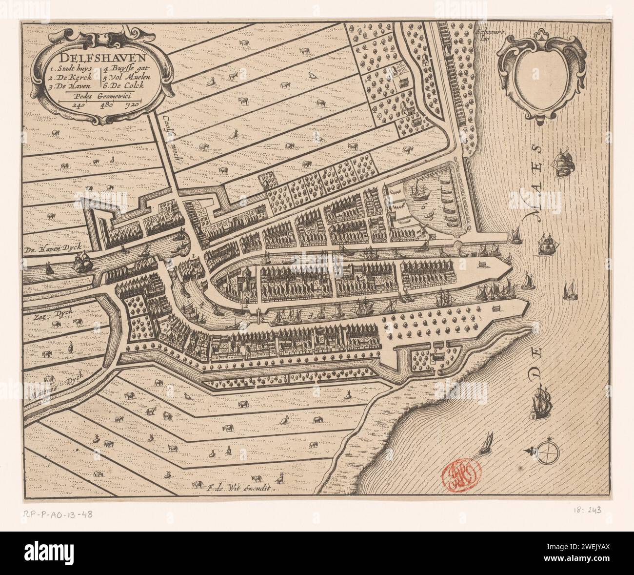 Map of Delfshaven, Anonymous, c. 1700 - 1728 print Map in a nutshell ...
