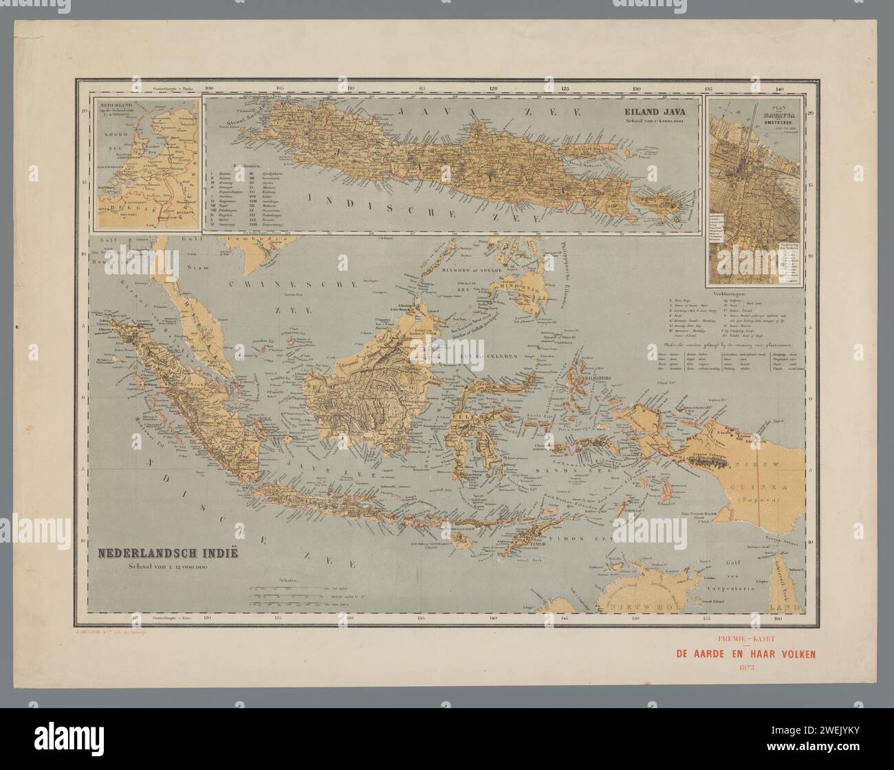Map of Indonesia, with the use of Java and Batavia, Anonymous, 1873 ...