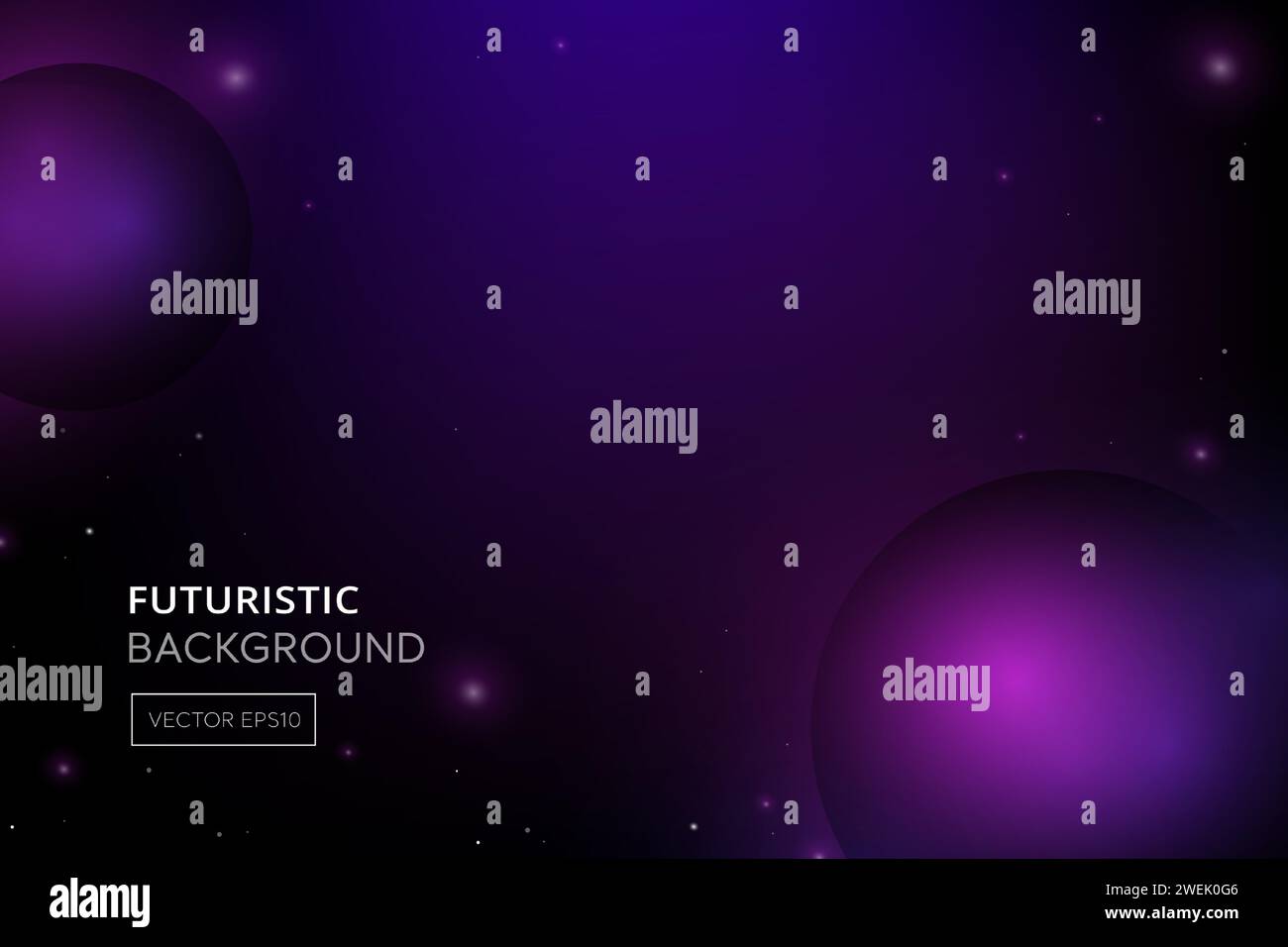 Futuristic dark universe background with glowing circle purple stars ...