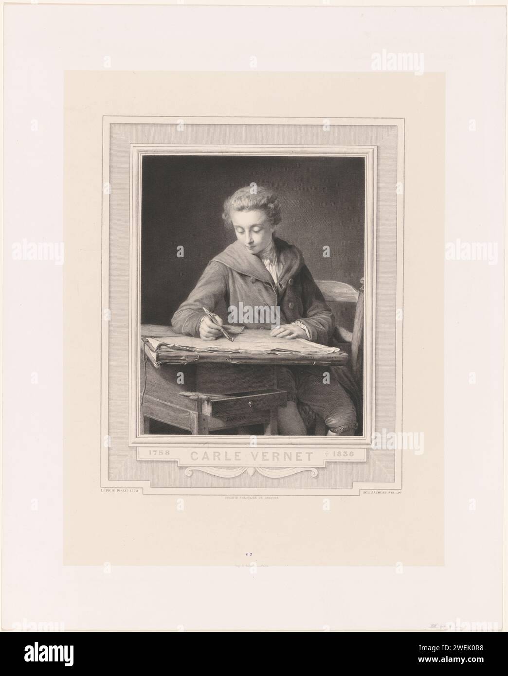 Portret van Carle Vernet, Achille Jacquet, after Nicolas Bernard ...