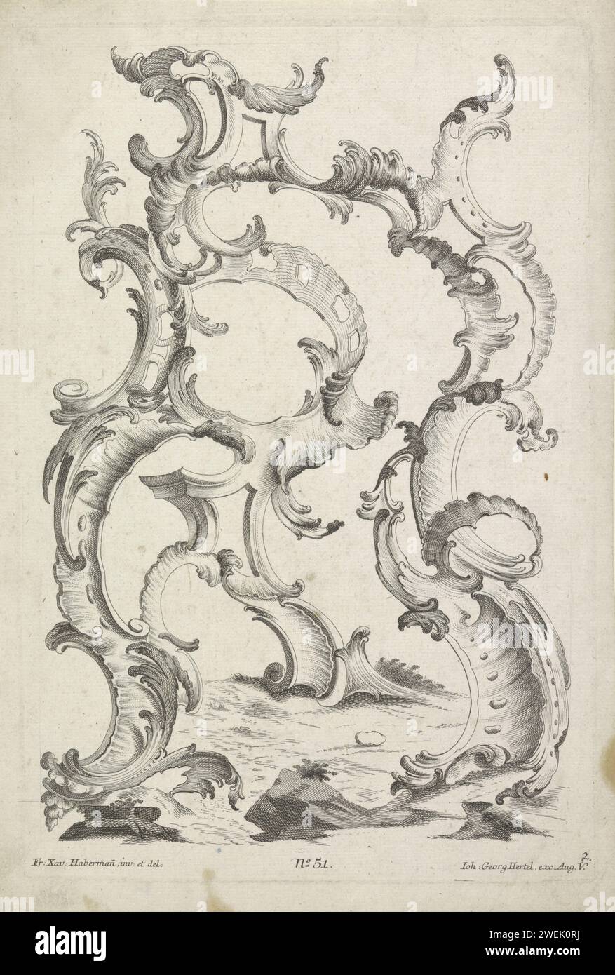 Rocailles, 1731 - 1775 print Rocaille ornaments in landscape ...