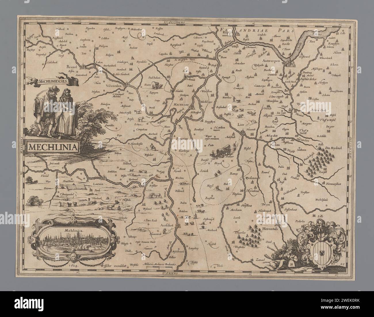 Map of a part of Flanders, Anonymous, 1624 print Map of a part of ...