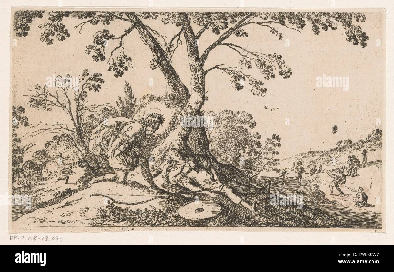 Apollo regrets the death of Hyacinthus, Anonymous, Johann Wilhelm Baur ...