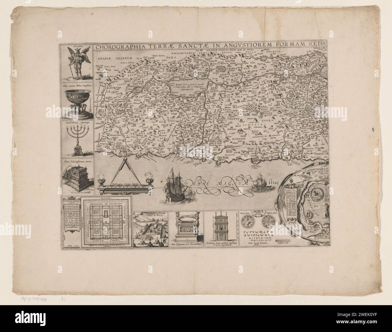 Map of the Holy Land, Left part, Cornelis Galle (I) (Possible), in or ...