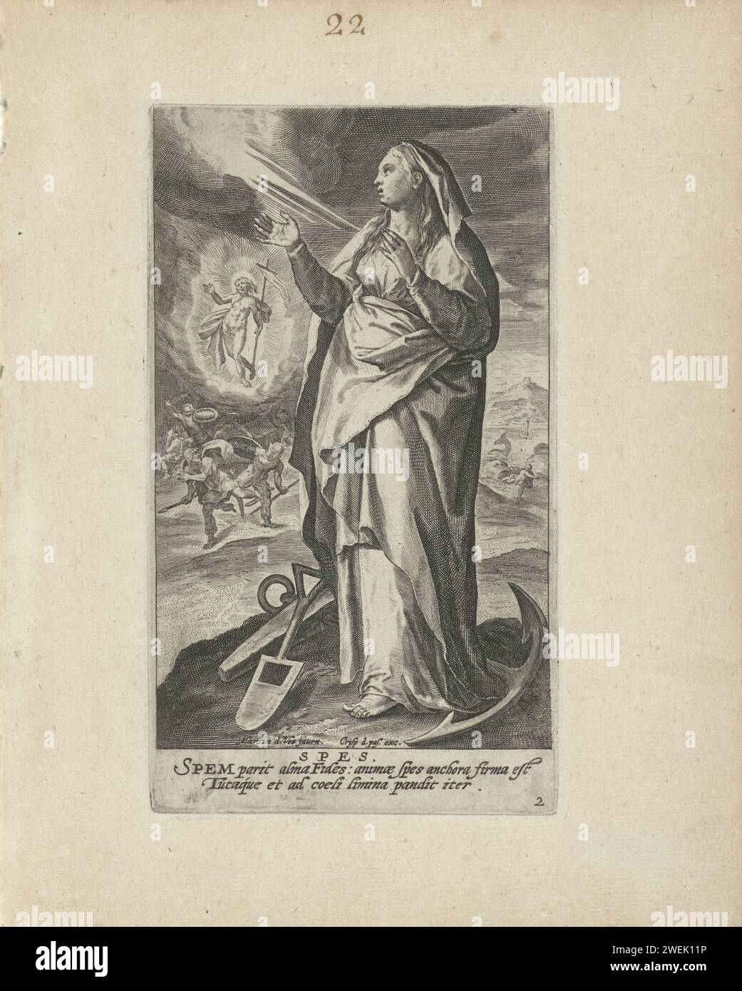 Hope, Crispijn van de Passe (I), After Maerten de Vos, 1580 - 1588 ...