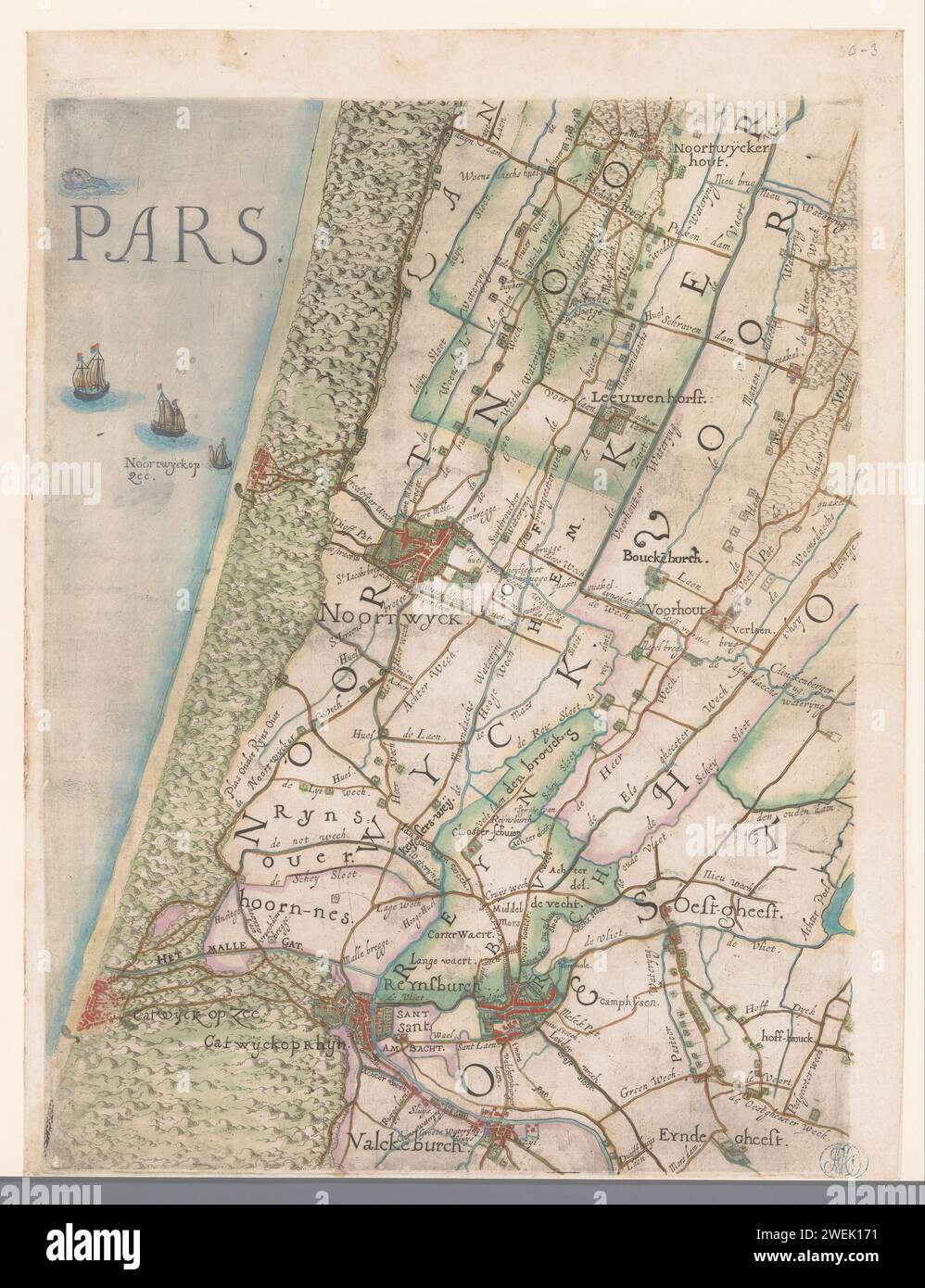 Part of a map of the Rijnland Water Board, with Noordwijk and the ...