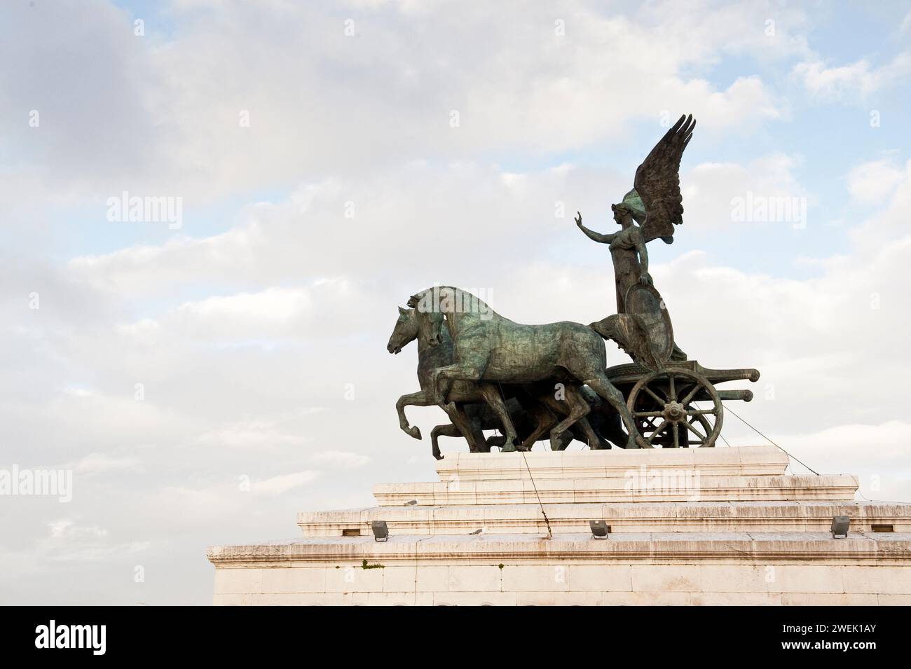Winged Chariots also called Nike, on the top of the Vittorio Emanuele ...