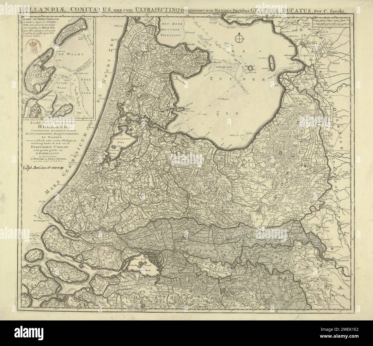 Map of the provinces of Holland, Utrecht and Gelderland with the parts ...