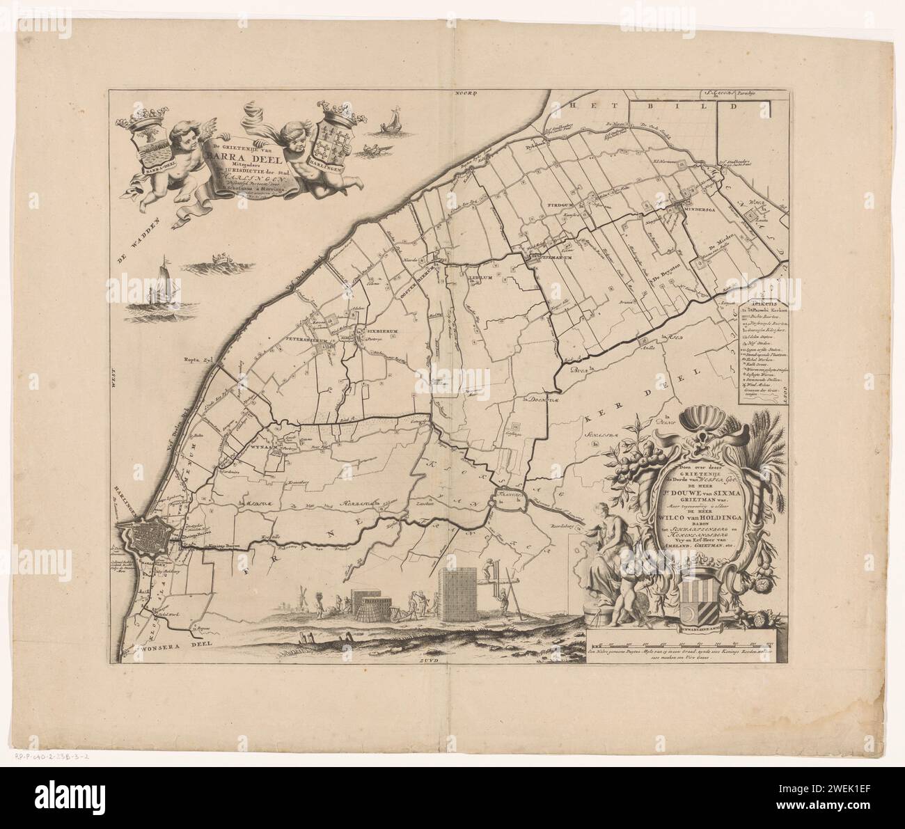 Map of the Grietenij Barradeel, 1718 print At the top left title ...
