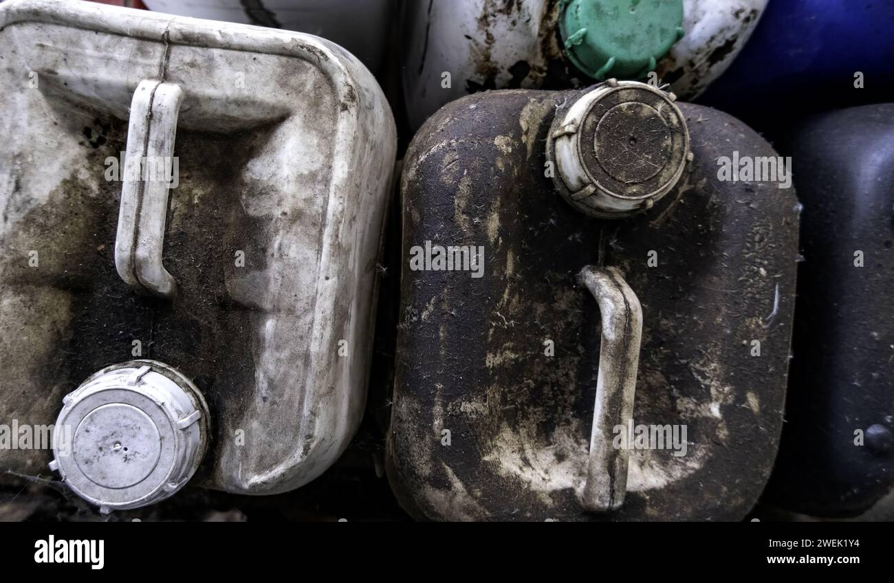 Detail of dirty and used oil, pollution and destruction of the ...
