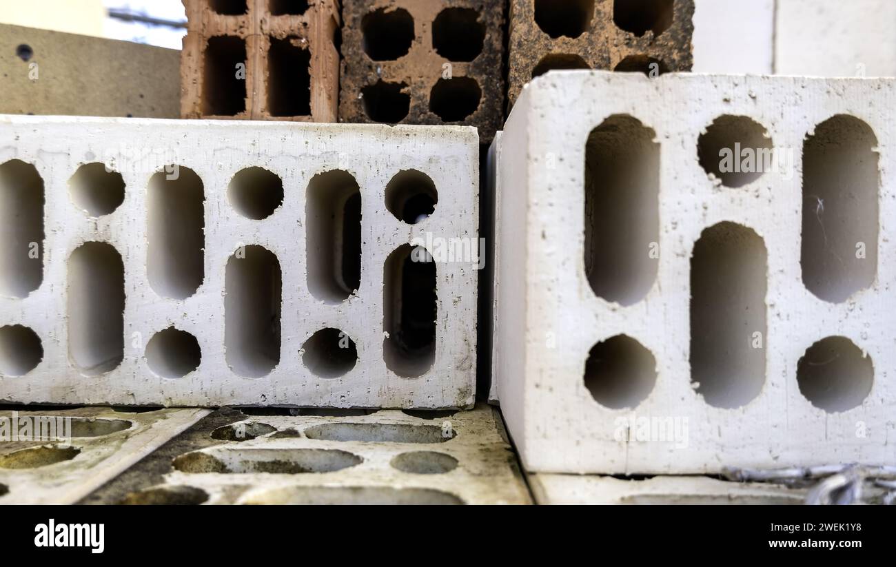 Detail of baked mud bricks for construction, architecture Stock Photo ...