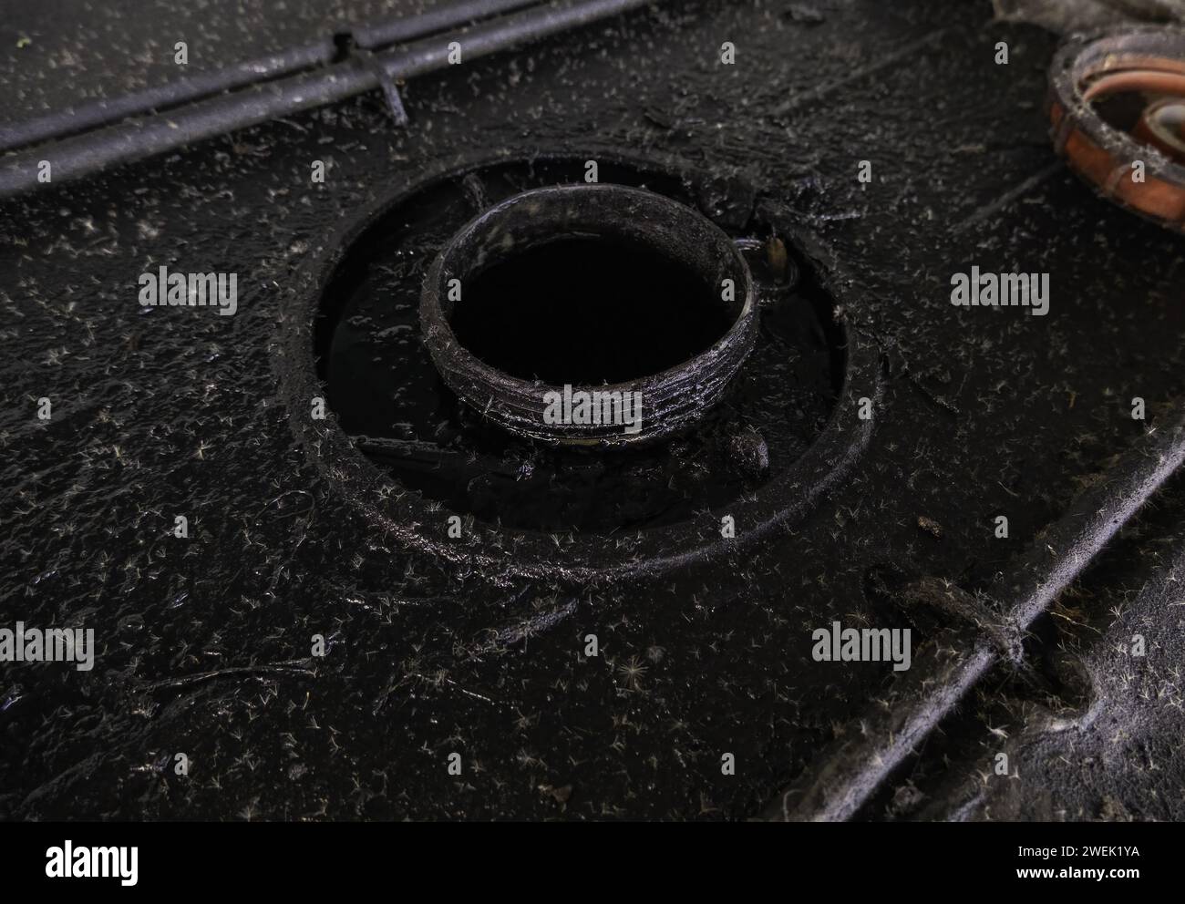 Detail of dirty and used oil, pollution and destruction of the ...