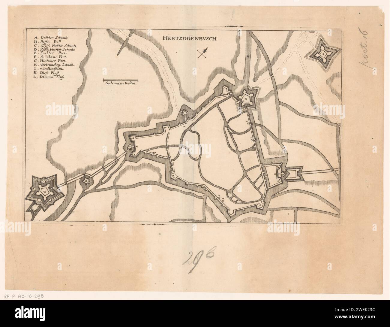 Vesting map of 's -Hertogenbosch, Caspar Merian, after Johann Merck ...