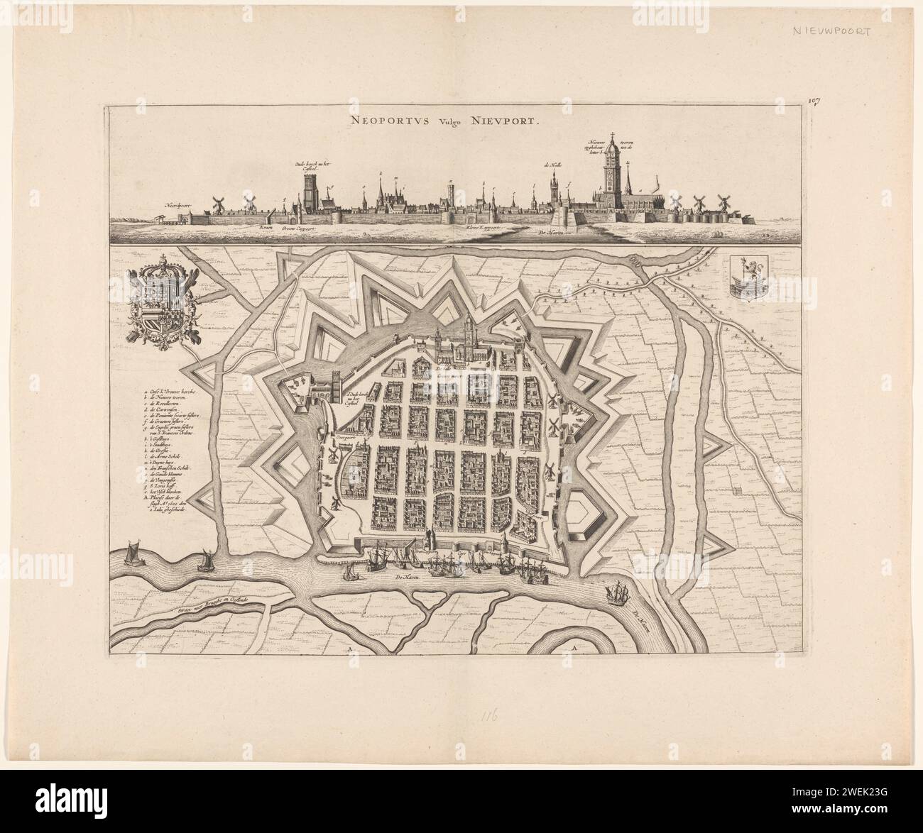 Map of and face on Nieuwpoort, Anonymous, c. 1700 - c. 1710 print Above ...