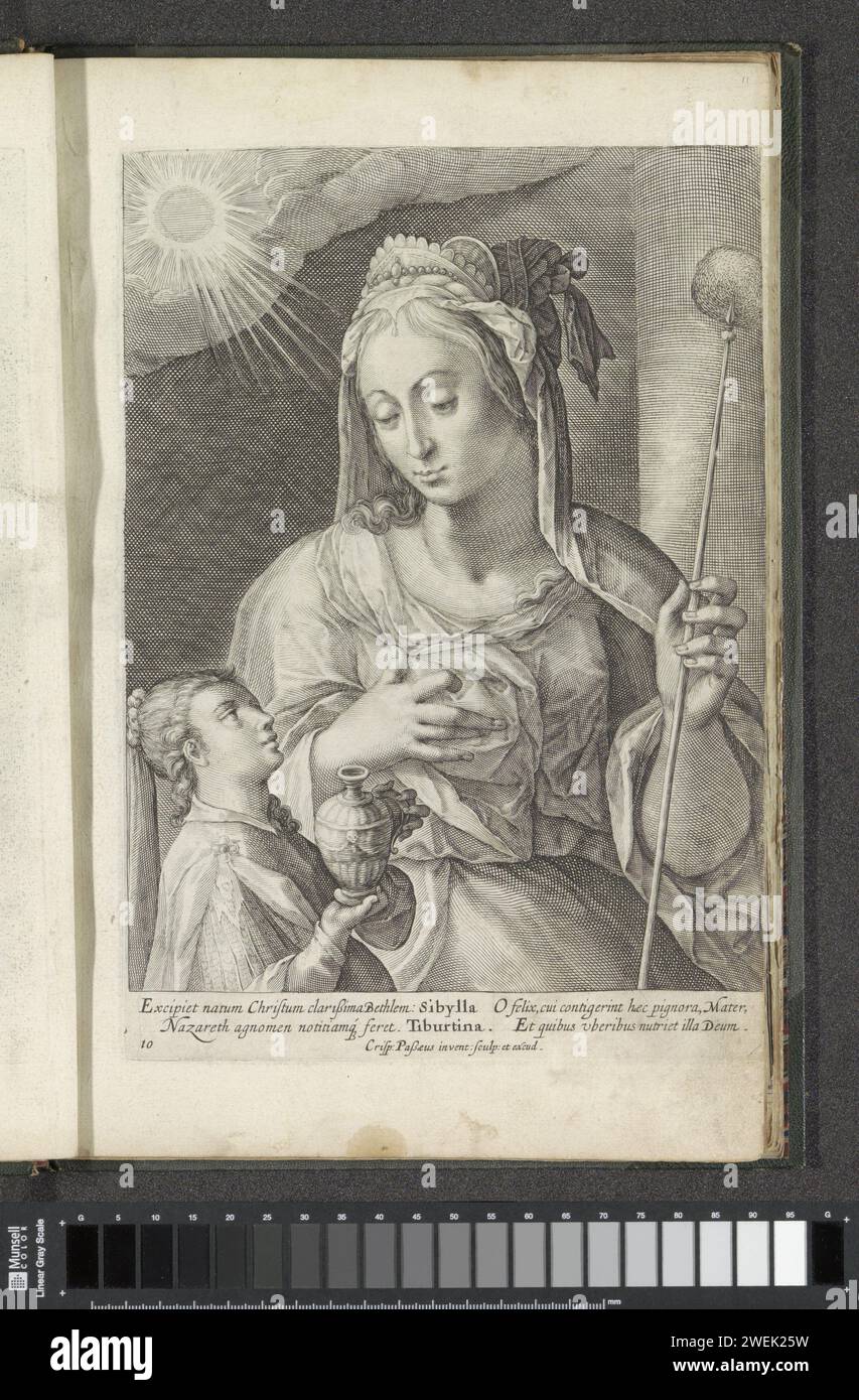 Tiburtijns Sibille, 1615 print The Tiburtine Sibille has a spear in ...
