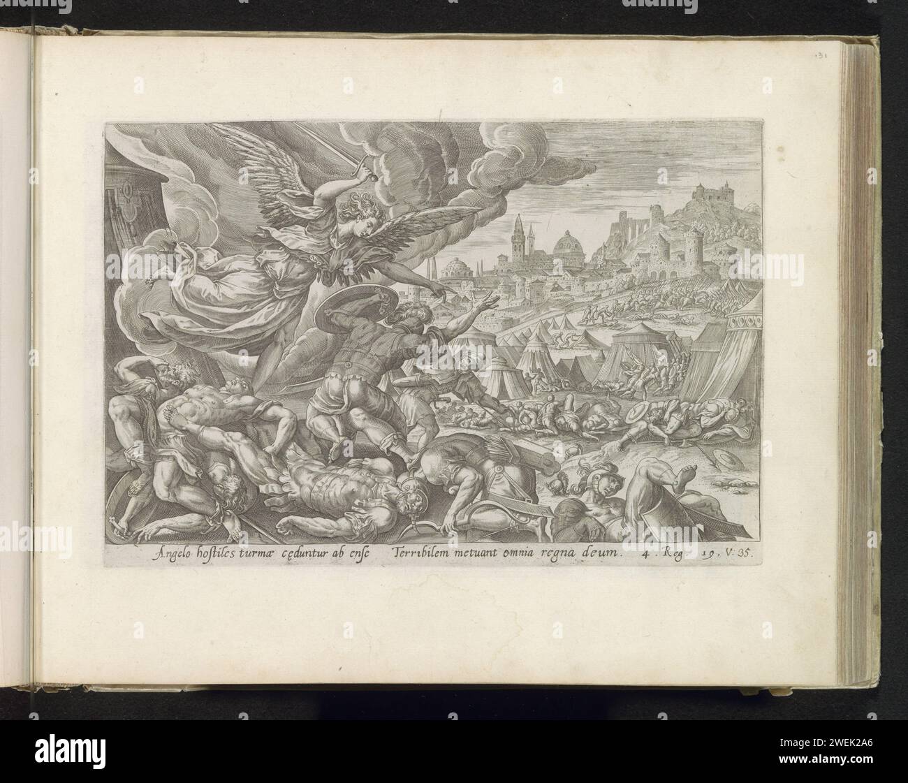 The Angel of the Lord kills the Assyrians, Anonymous, After Maerten de ...