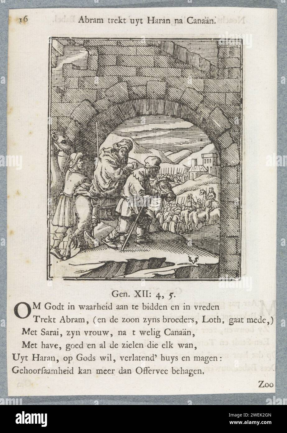 Abraham goes to Canaan, 1740 print Abraham leaves with his wife and ...