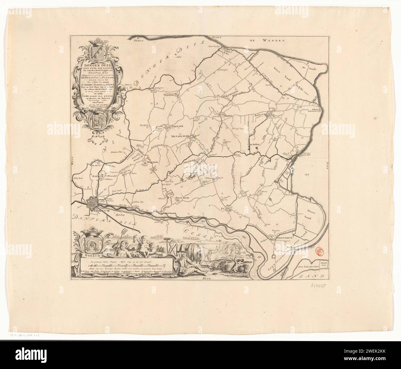 Map of the Grietenij Oostdongeradeel, 1718 print At the top left ...