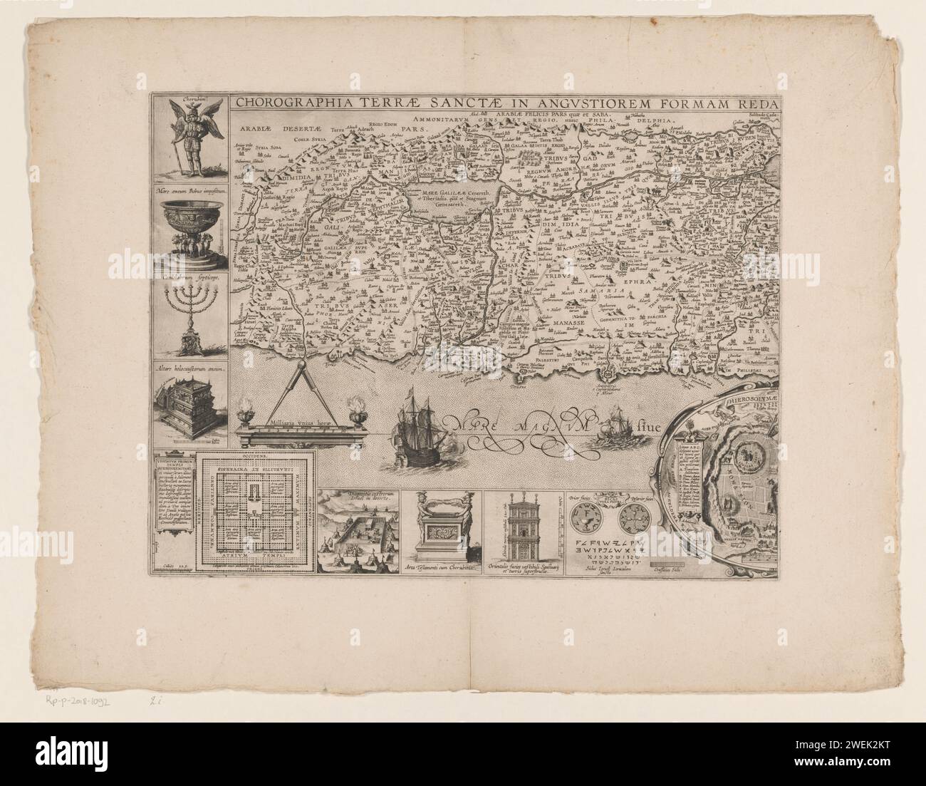 Map of the Holy Land, Left part, Cornelis Galle (I) (Possible), in or ...