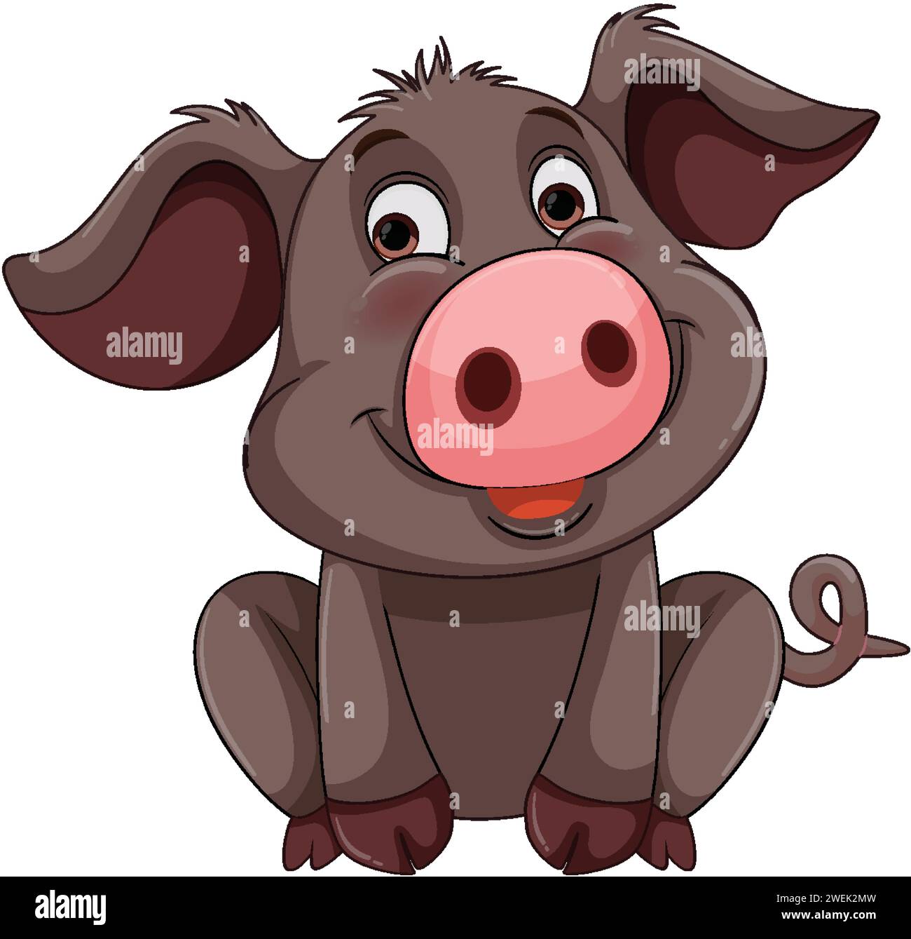 Adorable pig cartoon character with a joyful expression Stock Vector ...