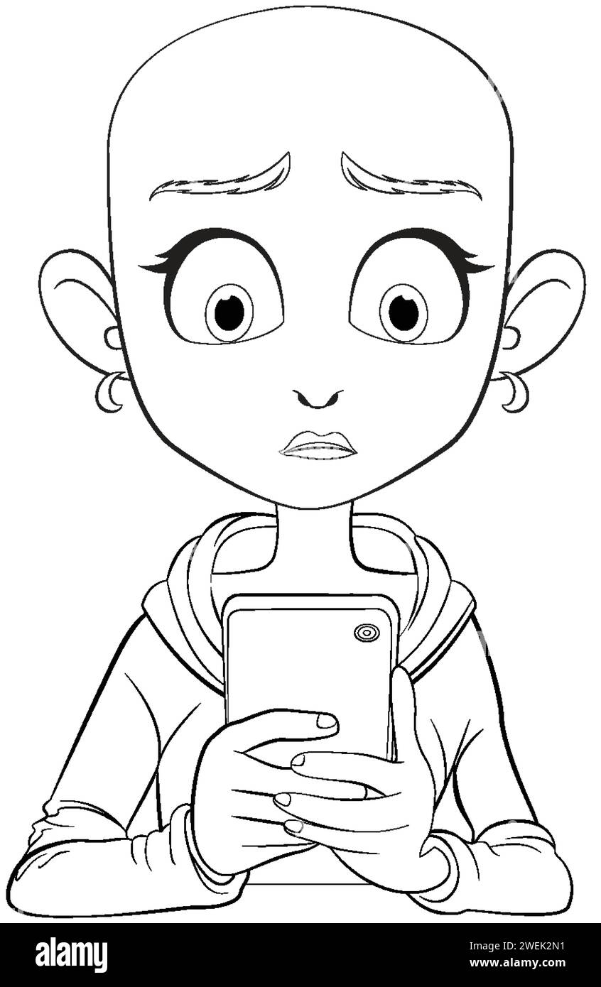 Cartoon child looking at phone with wide eyes Stock Vector Image & Art ...