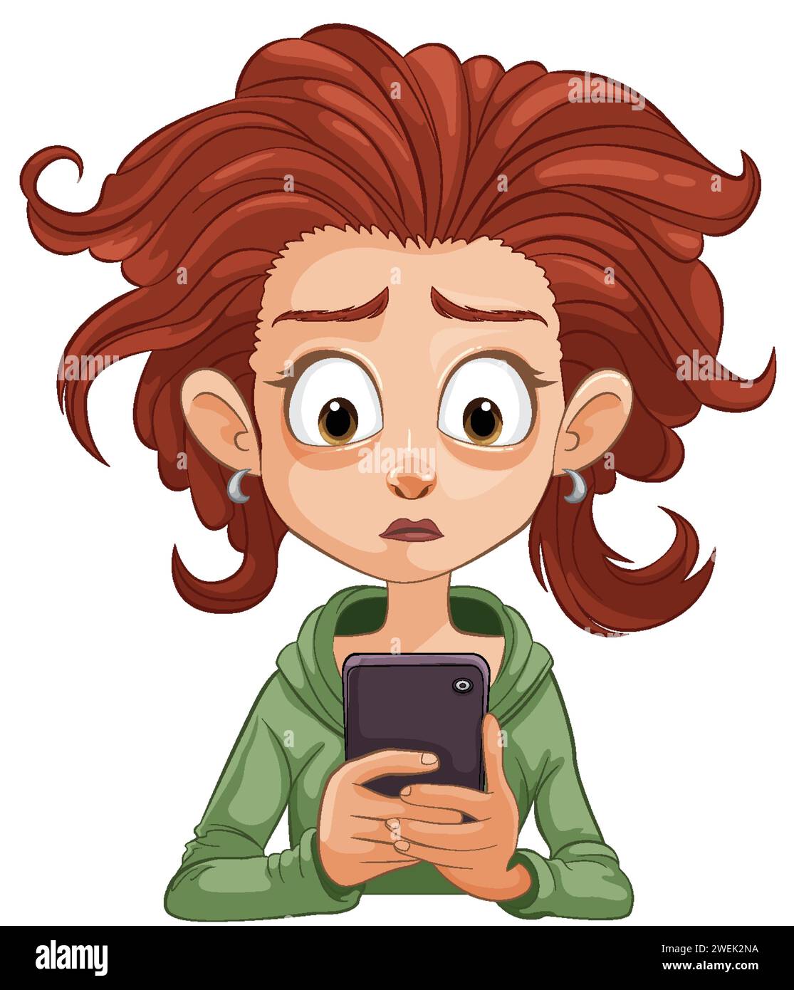 Cartoon of a woman shocked by her phone Stock Vector Image & Art - Alamy
