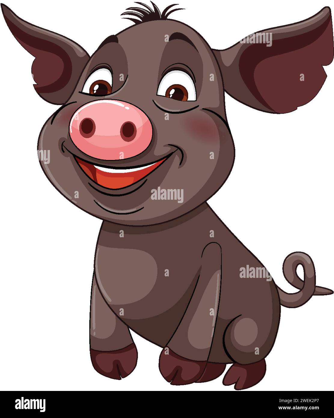 Vector illustration of a happy, smiling cartoon pig Stock Vector Image ...