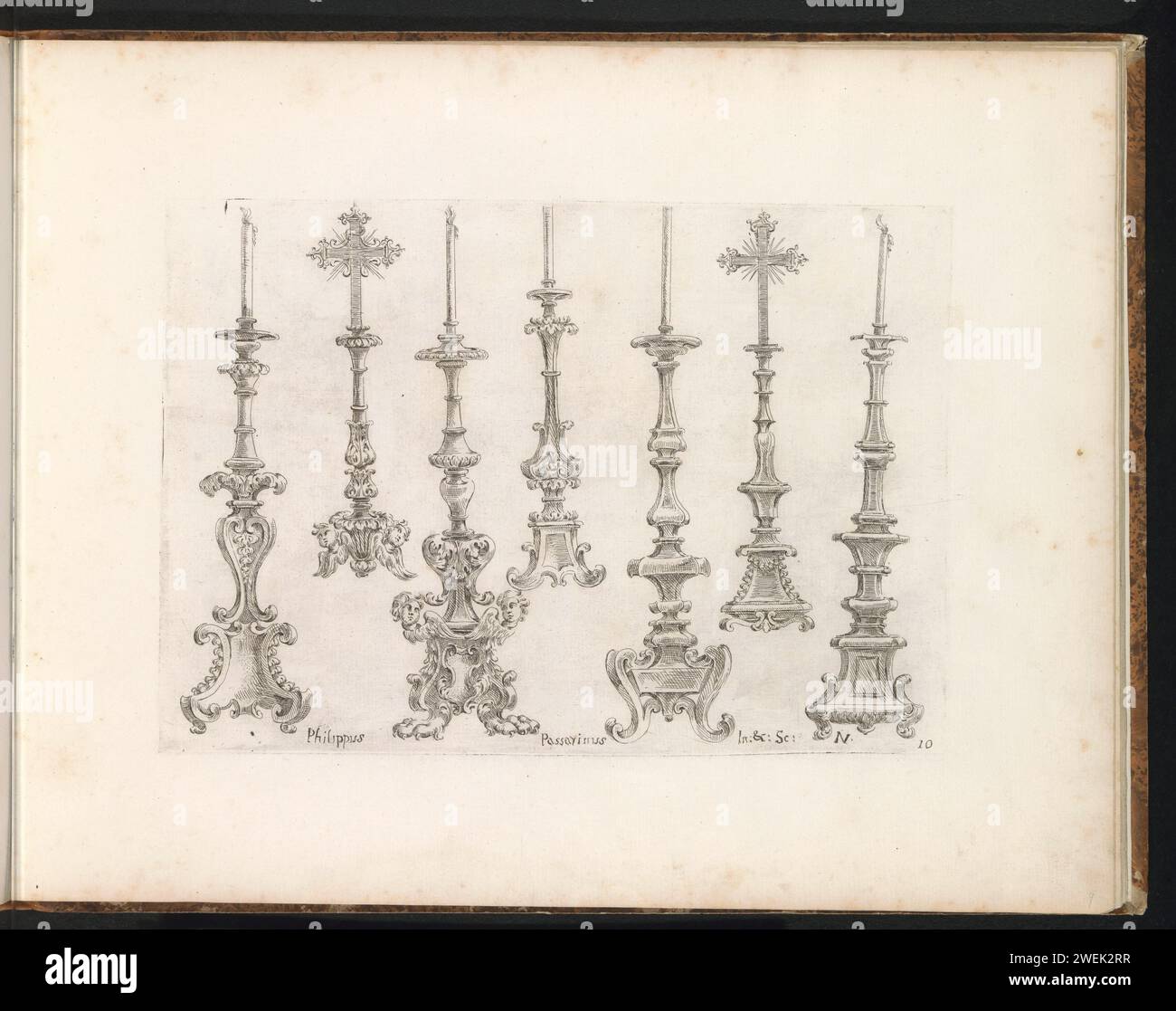 Seven designs for a candlestick, 1698 print Seven designs for a ...